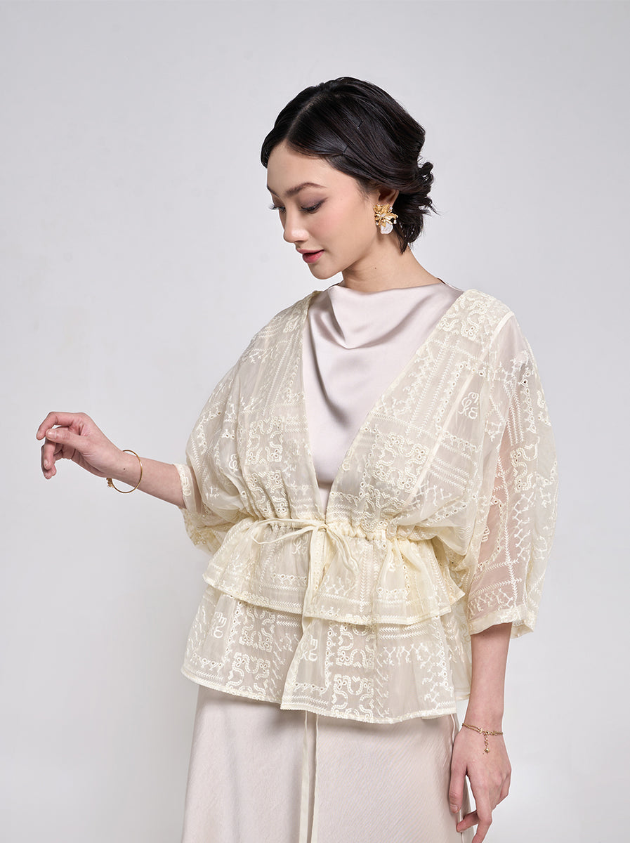 ELLA DRAWSTRING LACE OUTER IVORY – Kami Idea