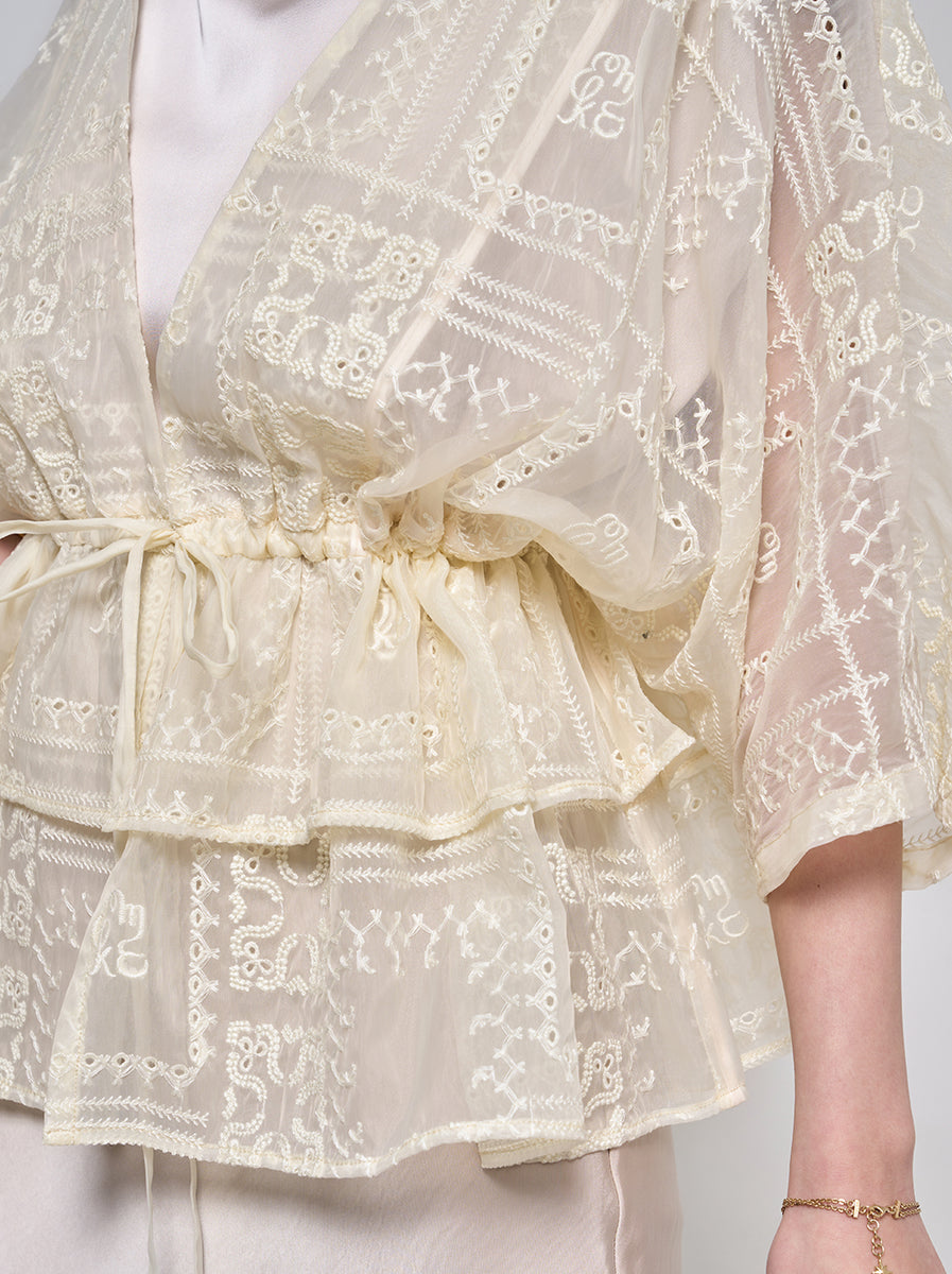 ELLA DRAWSTRING LACE OUTER IVORY – Kami Idea