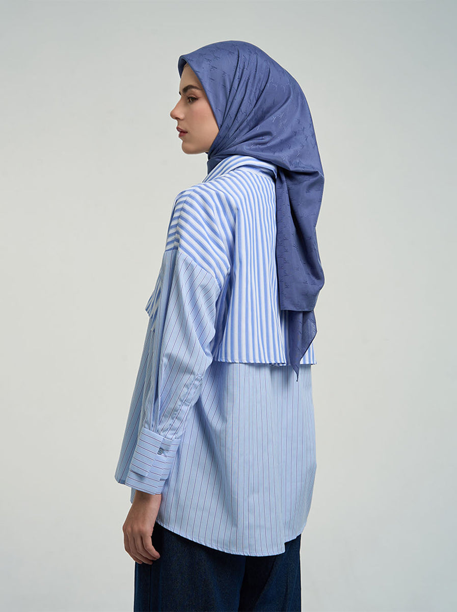 AKEMI LAYERED TOP WHITE BLUE – Kami Idea