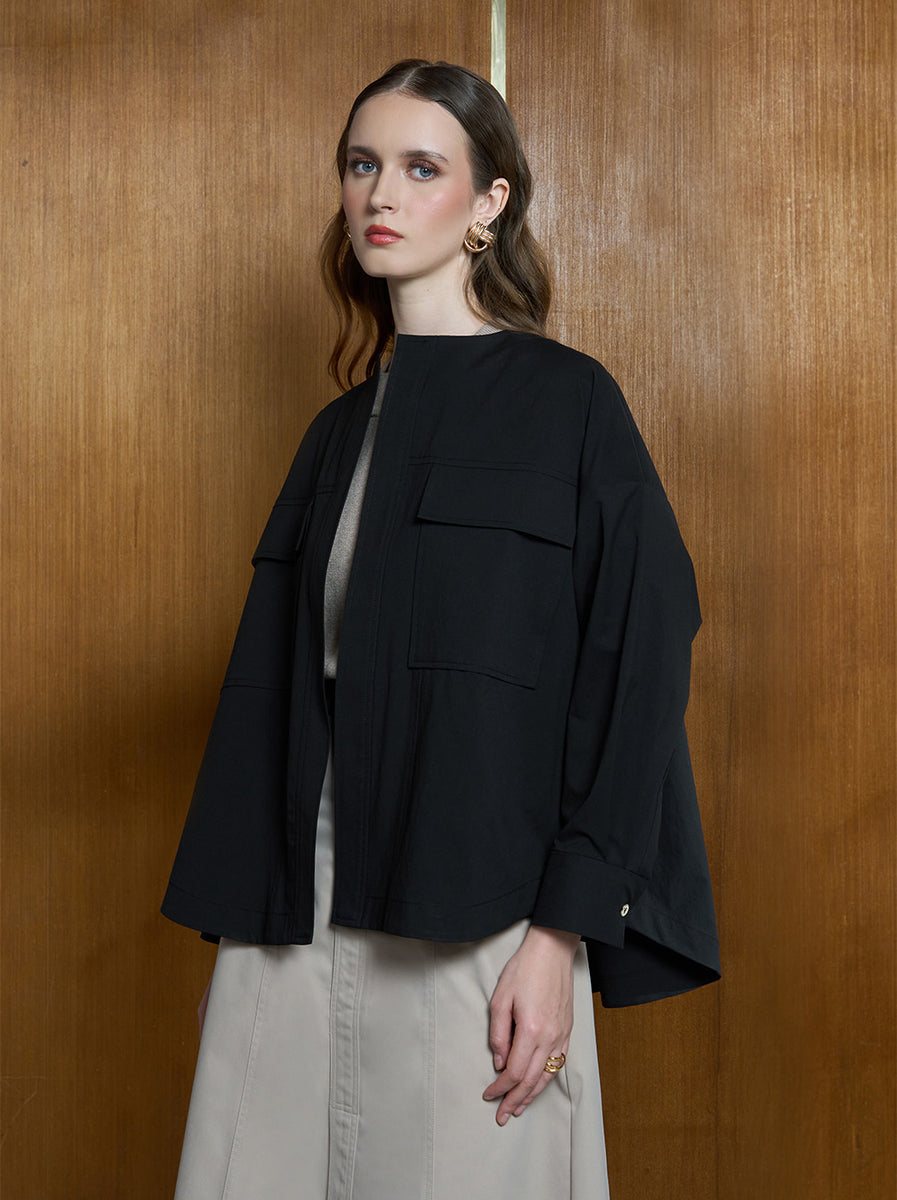 LILA DROPSHOULDER OUTER BLACK – Kami Idea