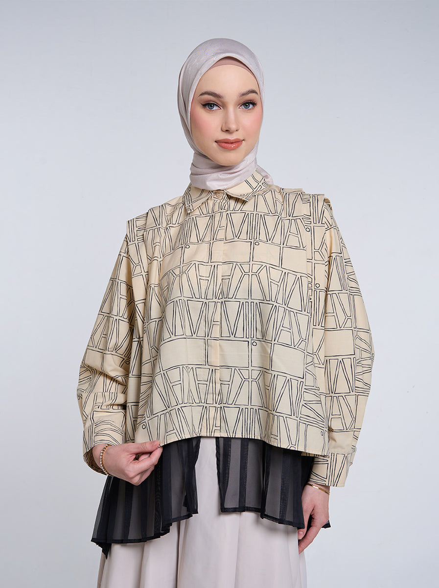 ERINA PLEATED TOP CHALK – Kami Idea