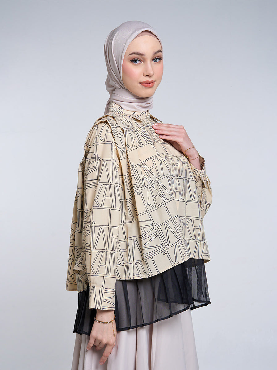 ERINA PLEATED TOP CHALK – Kami Idea