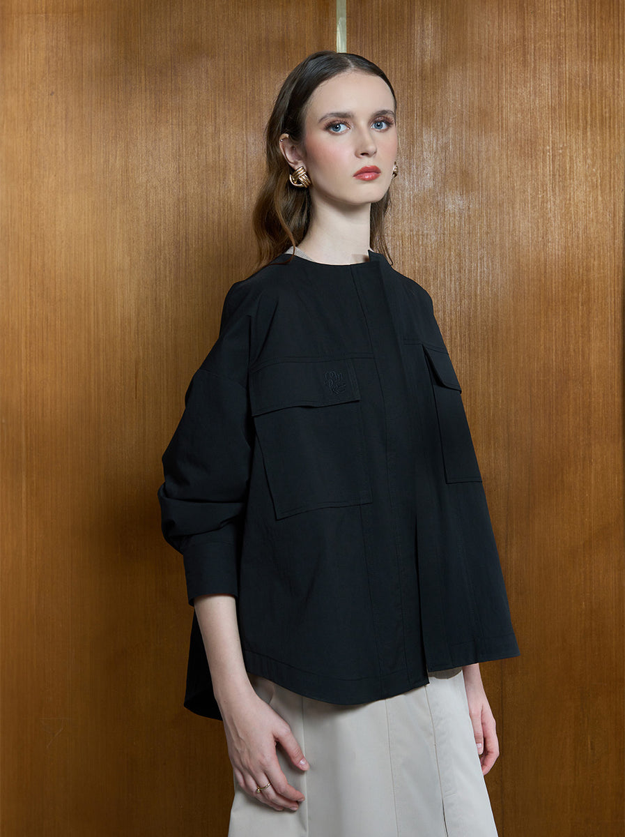 LILA DROPSHOULDER OUTER BLACK – Kami Idea