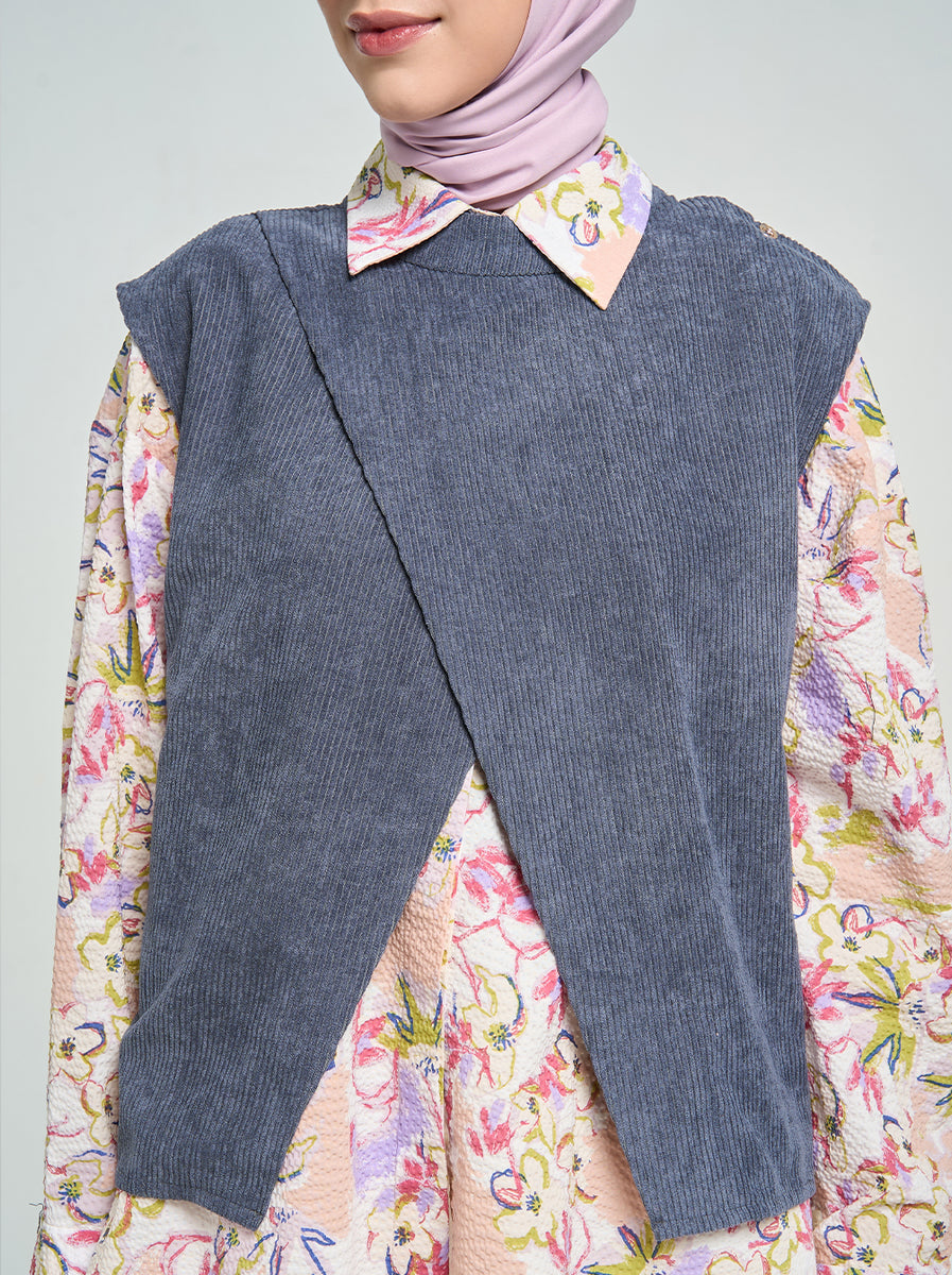 ARLET OVERLAP VEST OUTER COOL GRAY – Kami Idea