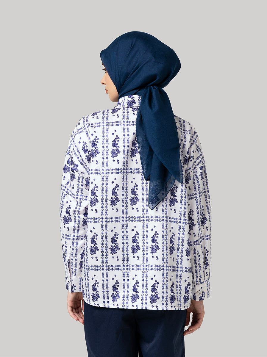 PRISA LAYERED TOP WHITE NAVY – Kami Idea