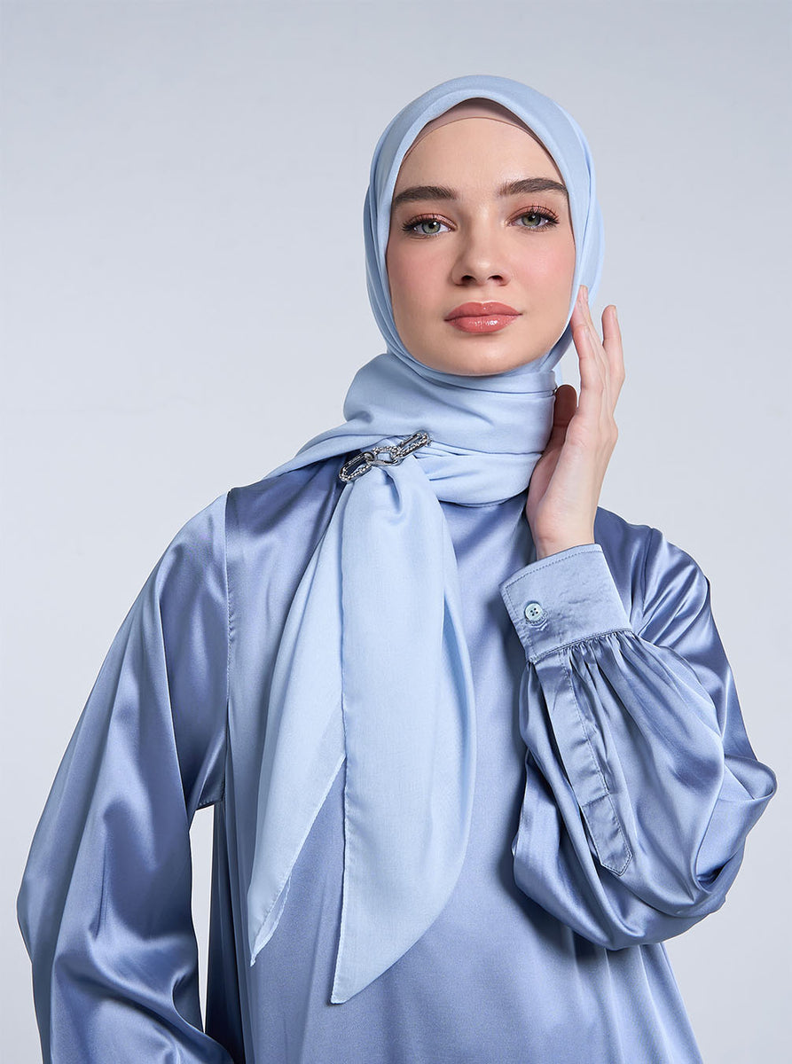 AIRY VOILE SCARF PLAIN POWDER BLUE – Kami Idea