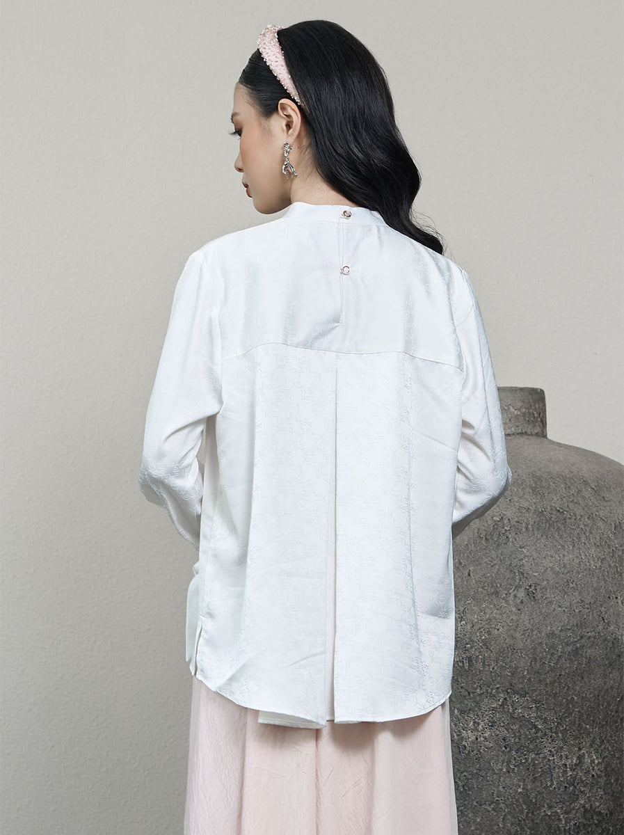 ARUNA GATHERED NECK TOP WHITE – Kami Idea