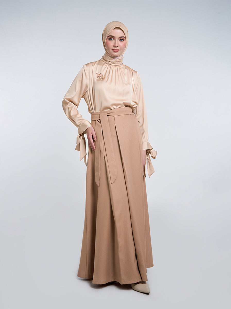 ARUNA GATHERED NECK TOP PLAIN CASHMERE – Kami Idea