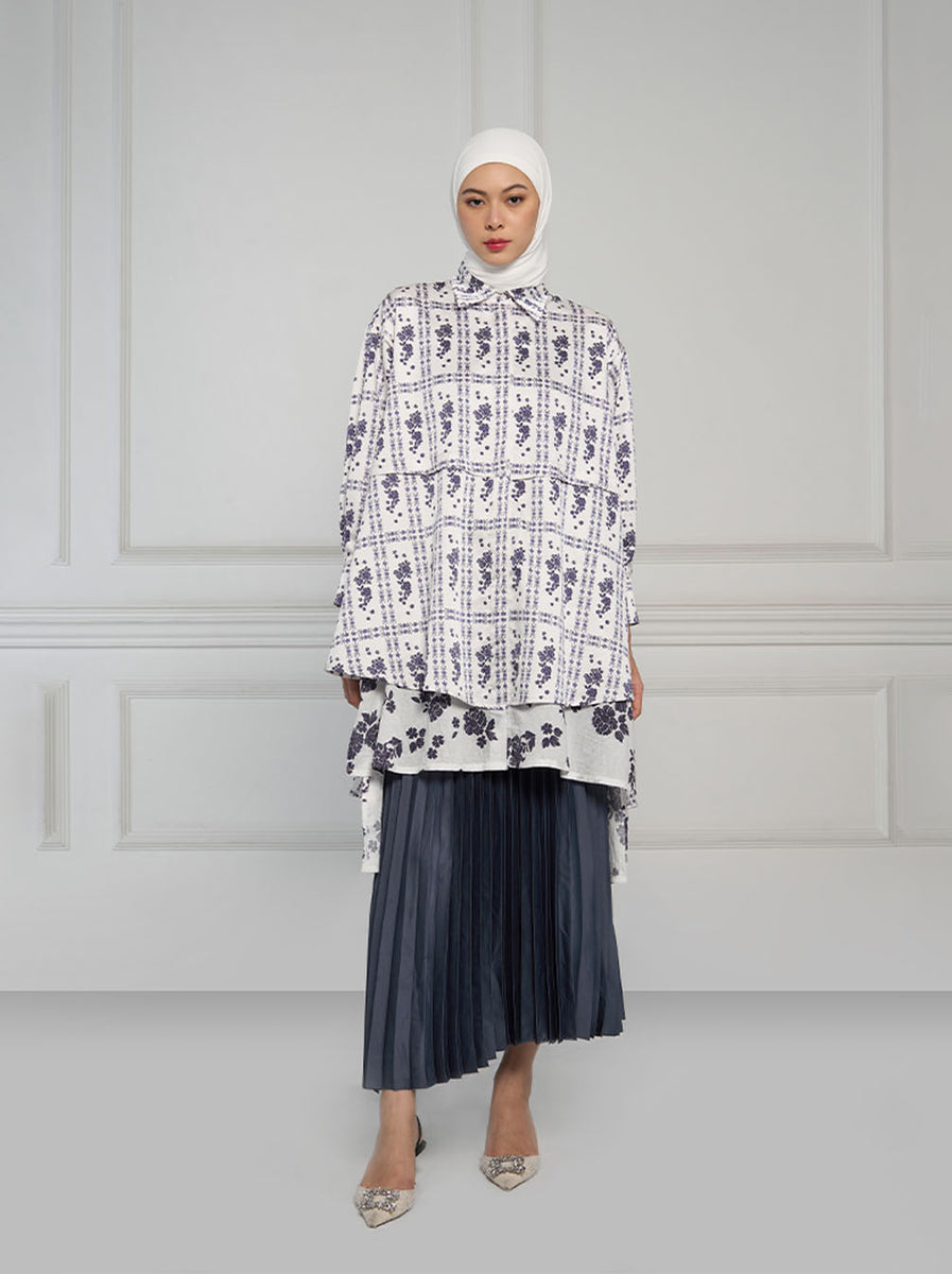 BELINDA LAYERED TUNIC WHITE NAVY – Kami Idea