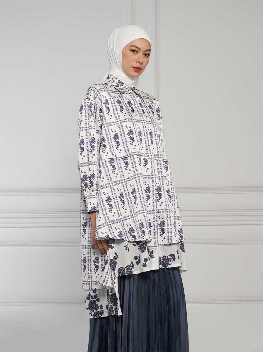 BELINDA LAYERED TUNIC WHITE NAVY – Kami Idea