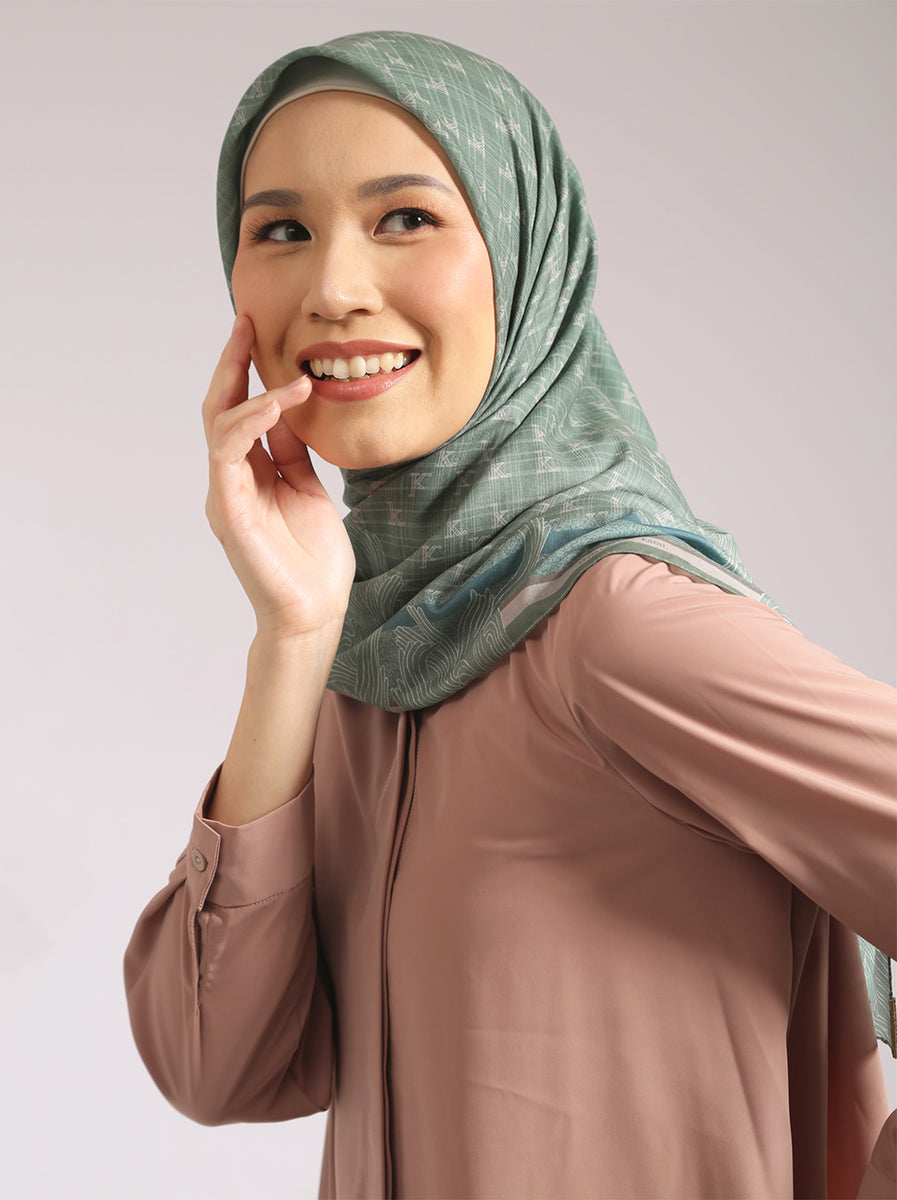 MONOGRAM SCARF OLIVE GREEN – Kami Idea