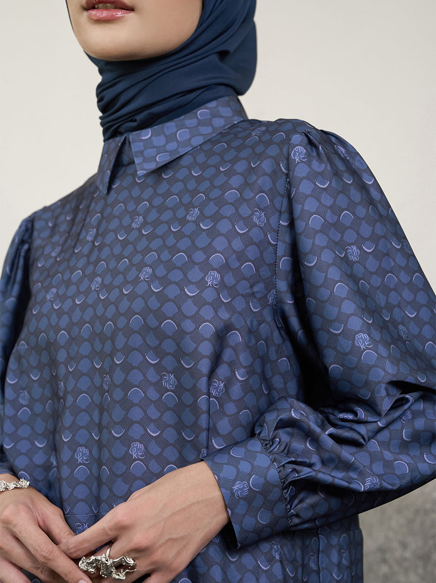 NAMI BISHOP SLEEVE TOP NAVY – Kami Idea