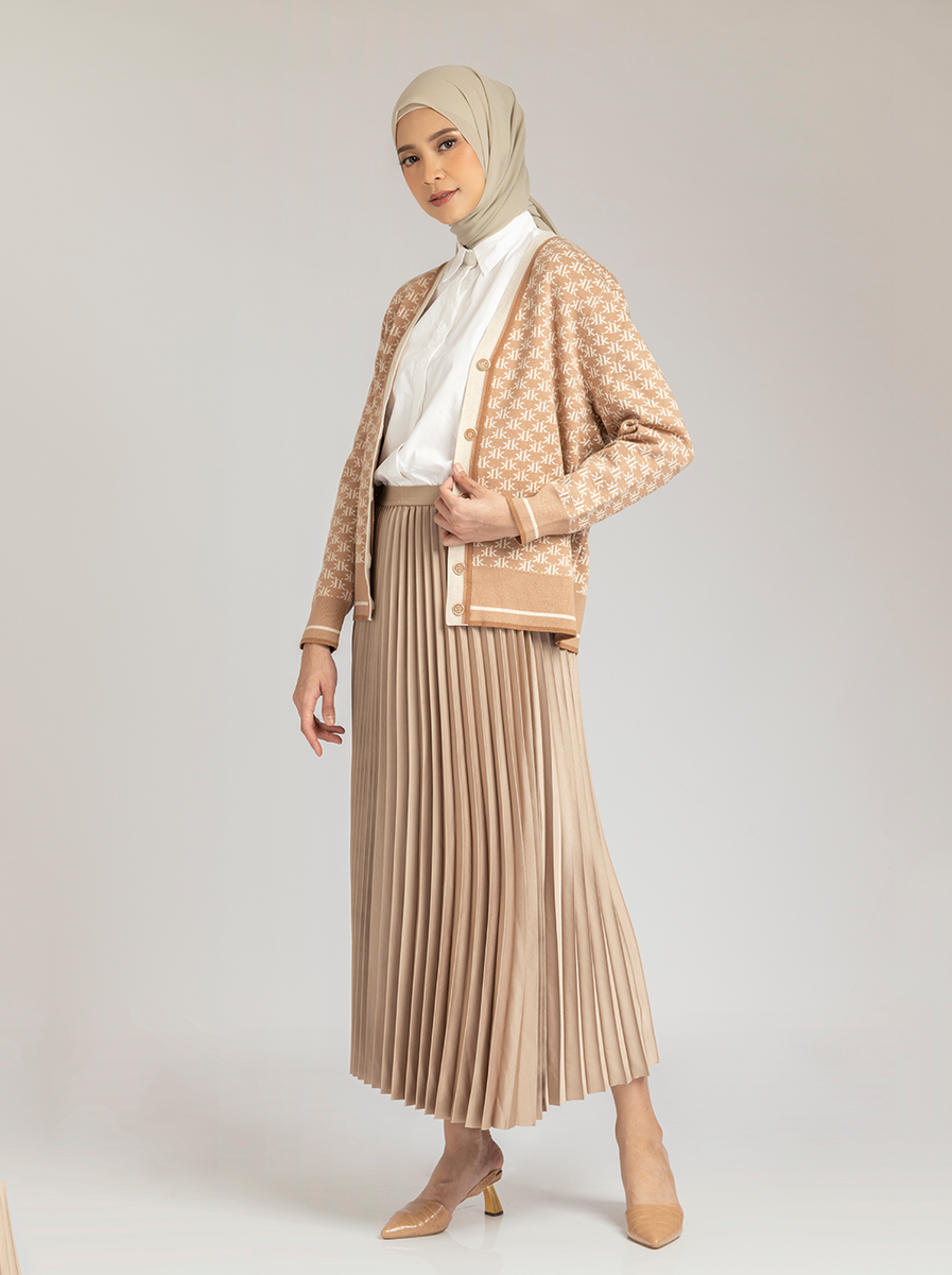 MONOGRAM CARDIGAN OUTER TEDDY BROWN – Kami Idea